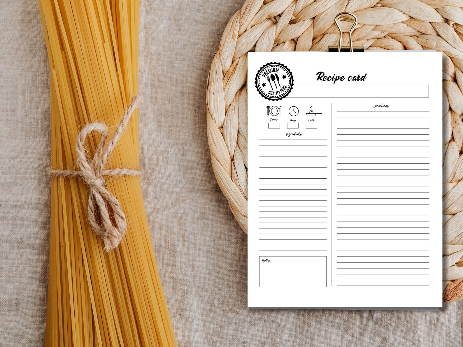 Modern Recipe Card, Digital Recipe Template, Fillable Recipe Template ...