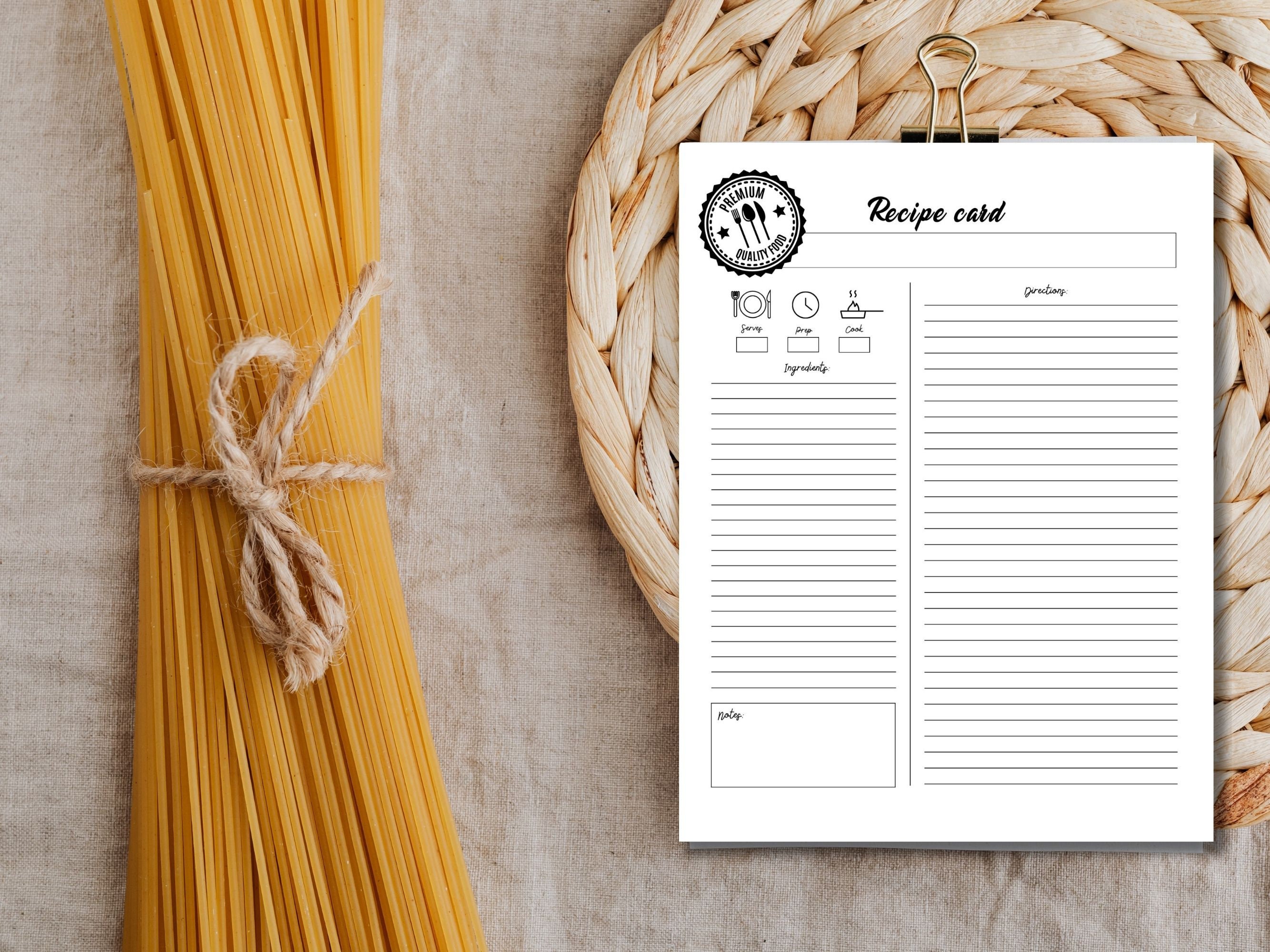 Modern Recipe Card, Digital Recipe Template, Fillable Recipe Template ...