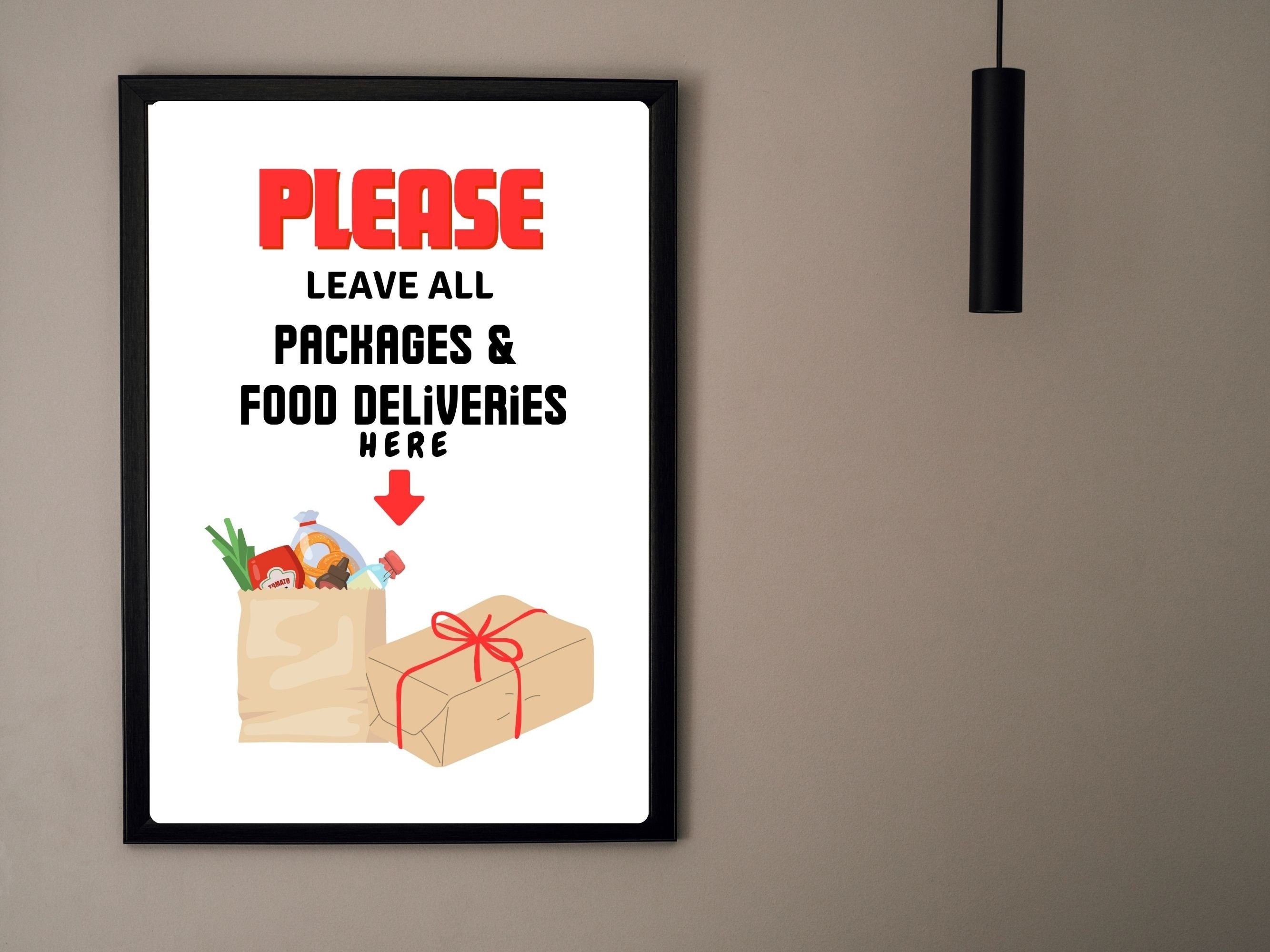 Leave Deliveries Sign Printable Sign, Food Deliveries Sign, Please Leave All Packages & Food ...