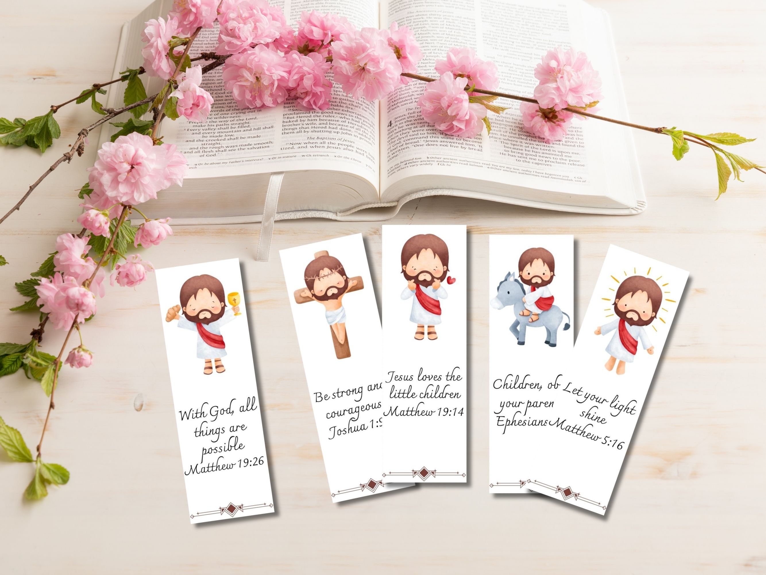 Bookmarks With Bible Verses for Kids, Printable Jesus Bookmarks Set ...
