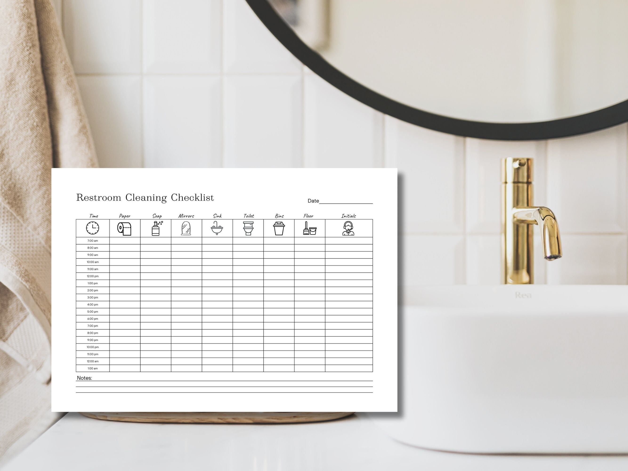 Printable Restroom Cleaning Log for Businesses, Bathroom Cleaning Log ...
