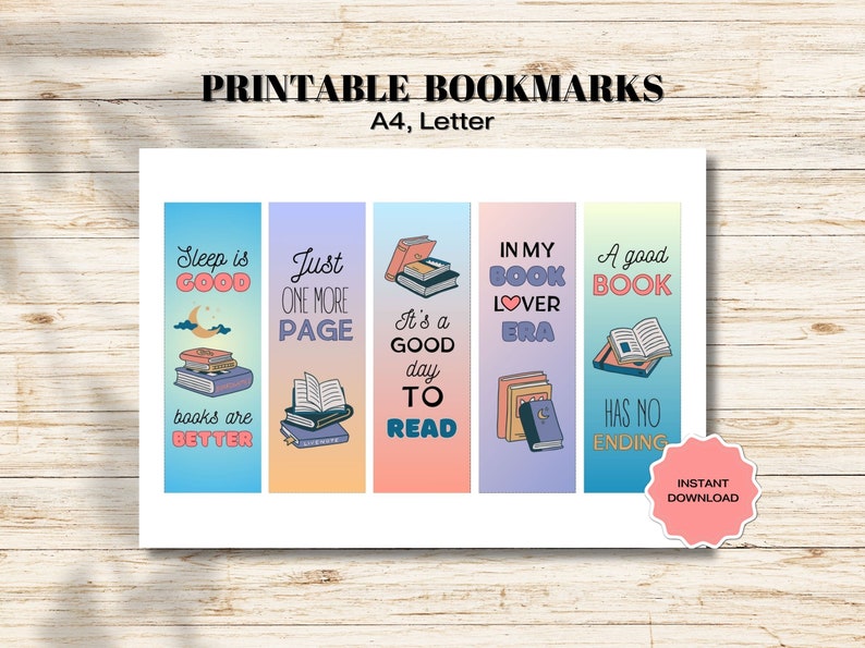 Booklovers Bookmarks Printable PDF, Digital Download, Book Lovers Gift ...