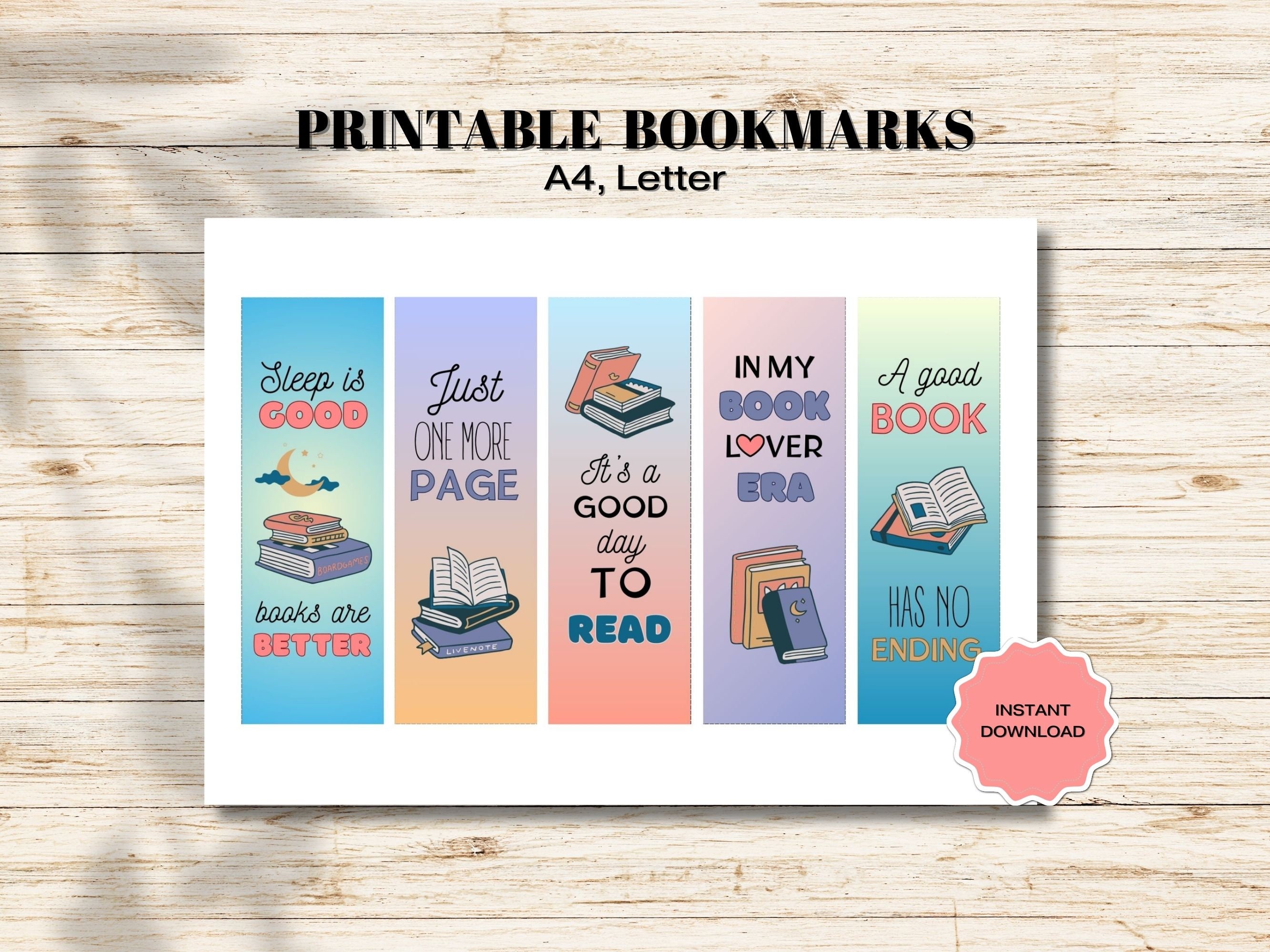 Booklovers Bookmarks Printable PDF, Digital Download, Book Lovers Gift ...