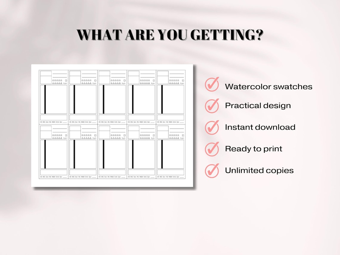 Watercolor Swatch Card Template Printable, Mix Color, Paint Swatch ...