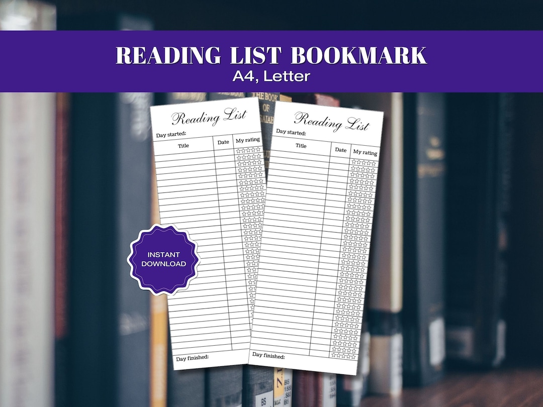 Printable Bookmark PDF, Reading Log Tracker, Reading Journal, Reading ...