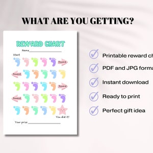 Footprints Reward Chart PDF, Printable Behavior Chart, Colorfull Chore ...