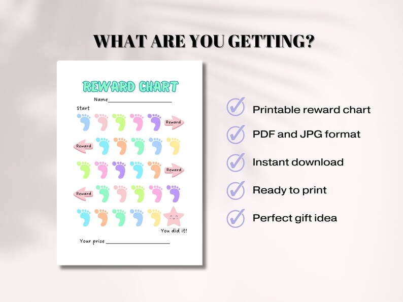 Footprints Reward Chart PDF, Printable Behavior Chart, Colorfull Chore ...