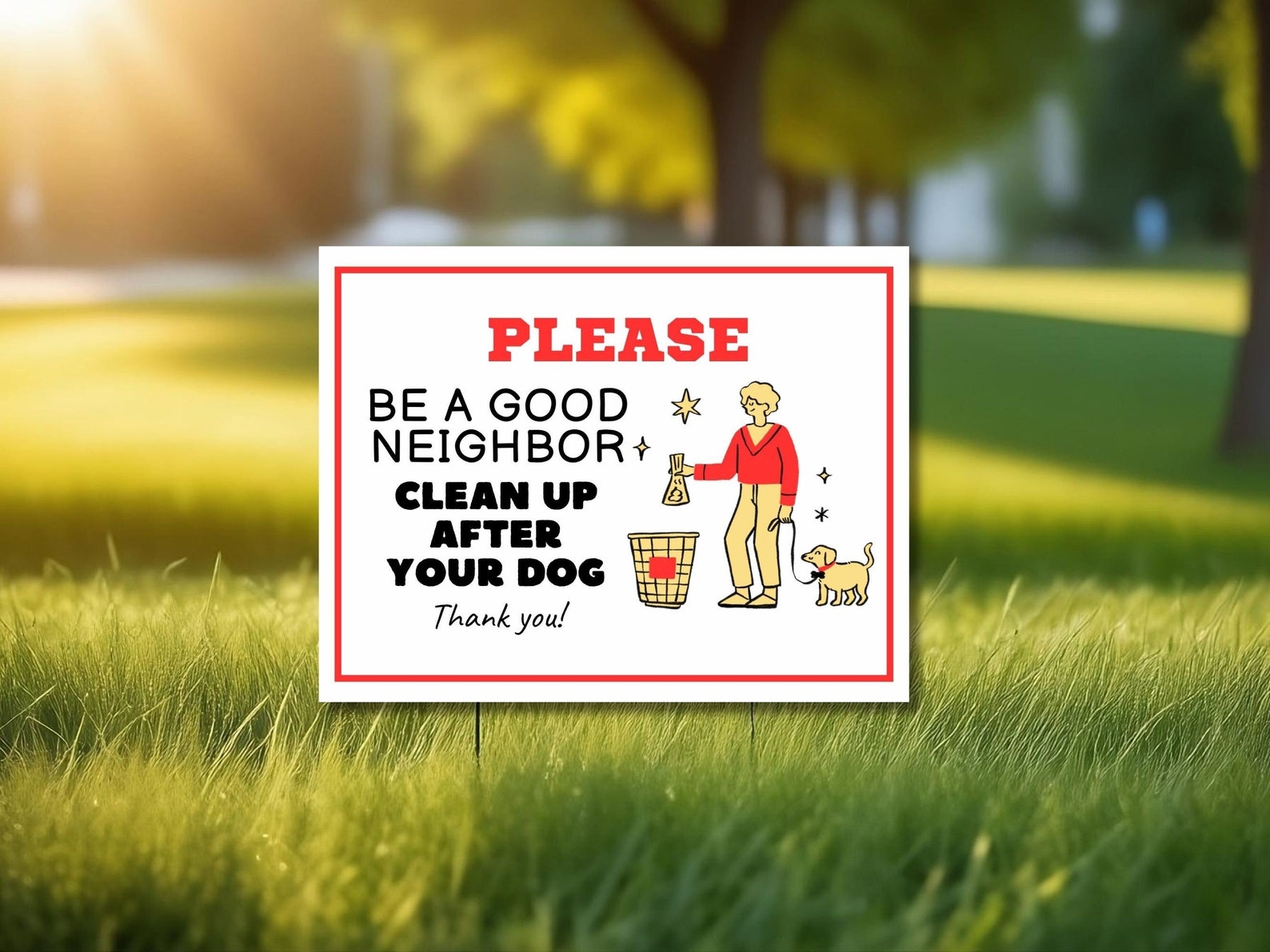 Please Be A Good Neighbor Clean up After Your Dog Sign, Printable Pick ...