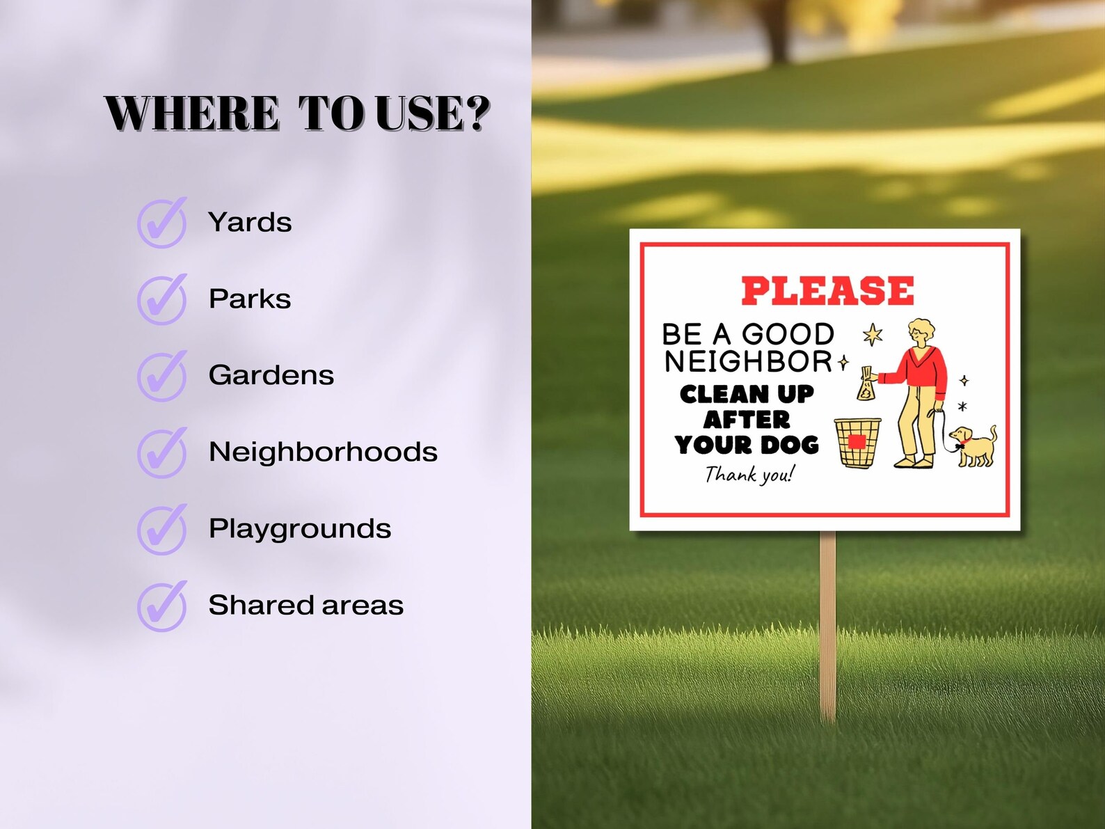 Please Be A Good Neighbor Clean up After Your Dog Sign, Printable Pick ...