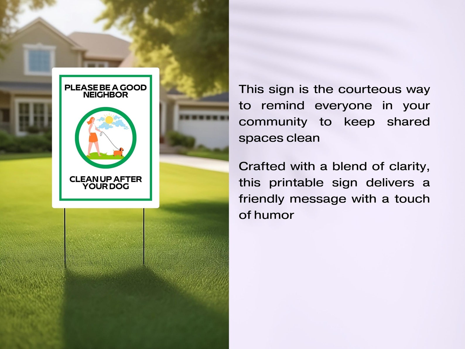 Please Be A Good Neighbor Clean up After Your Dog Sign, Printable Pick ...