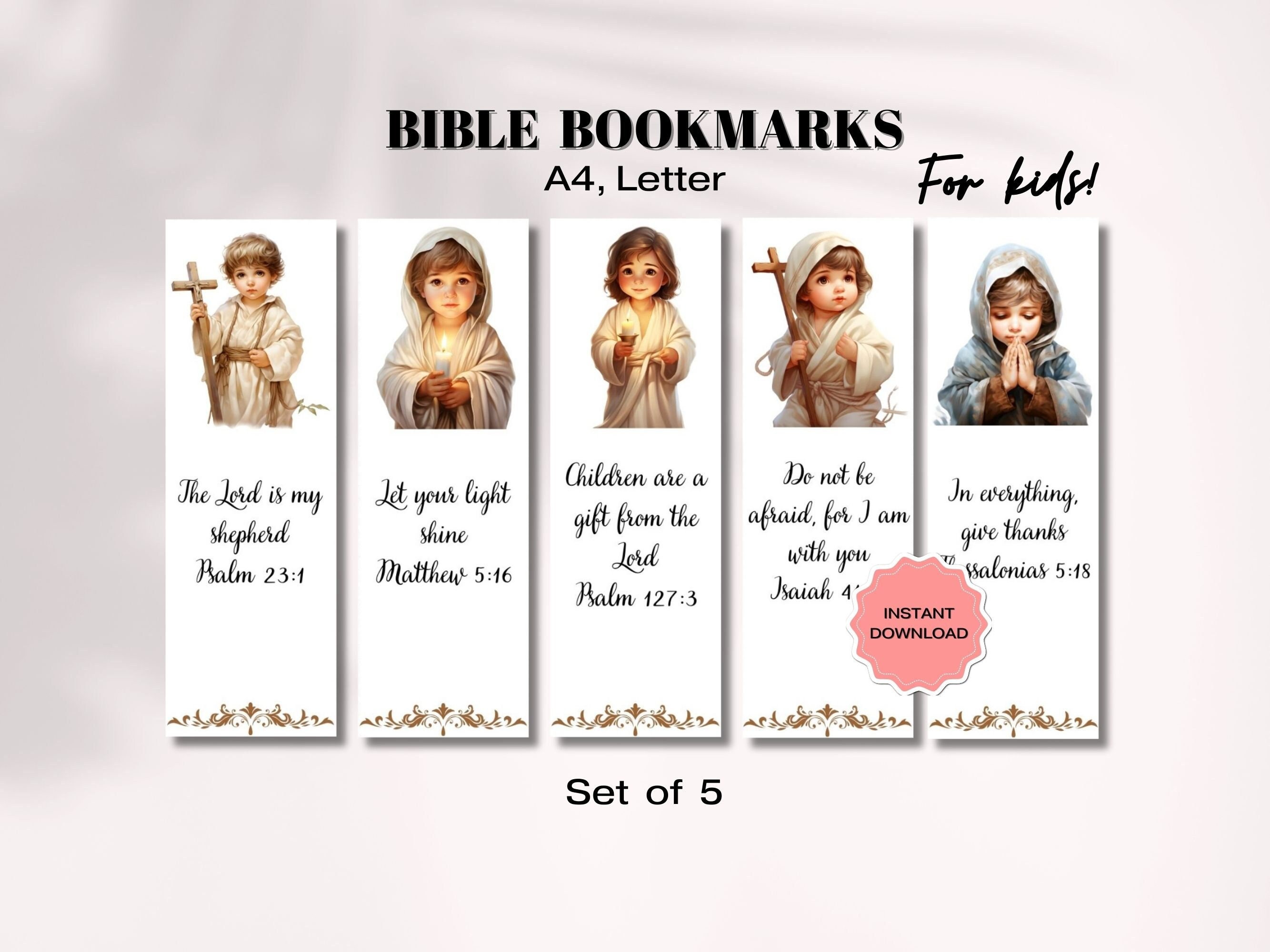 Bible Verses Bookmarks for Kids, Kids Bible Bookmarks Set, Printable ...