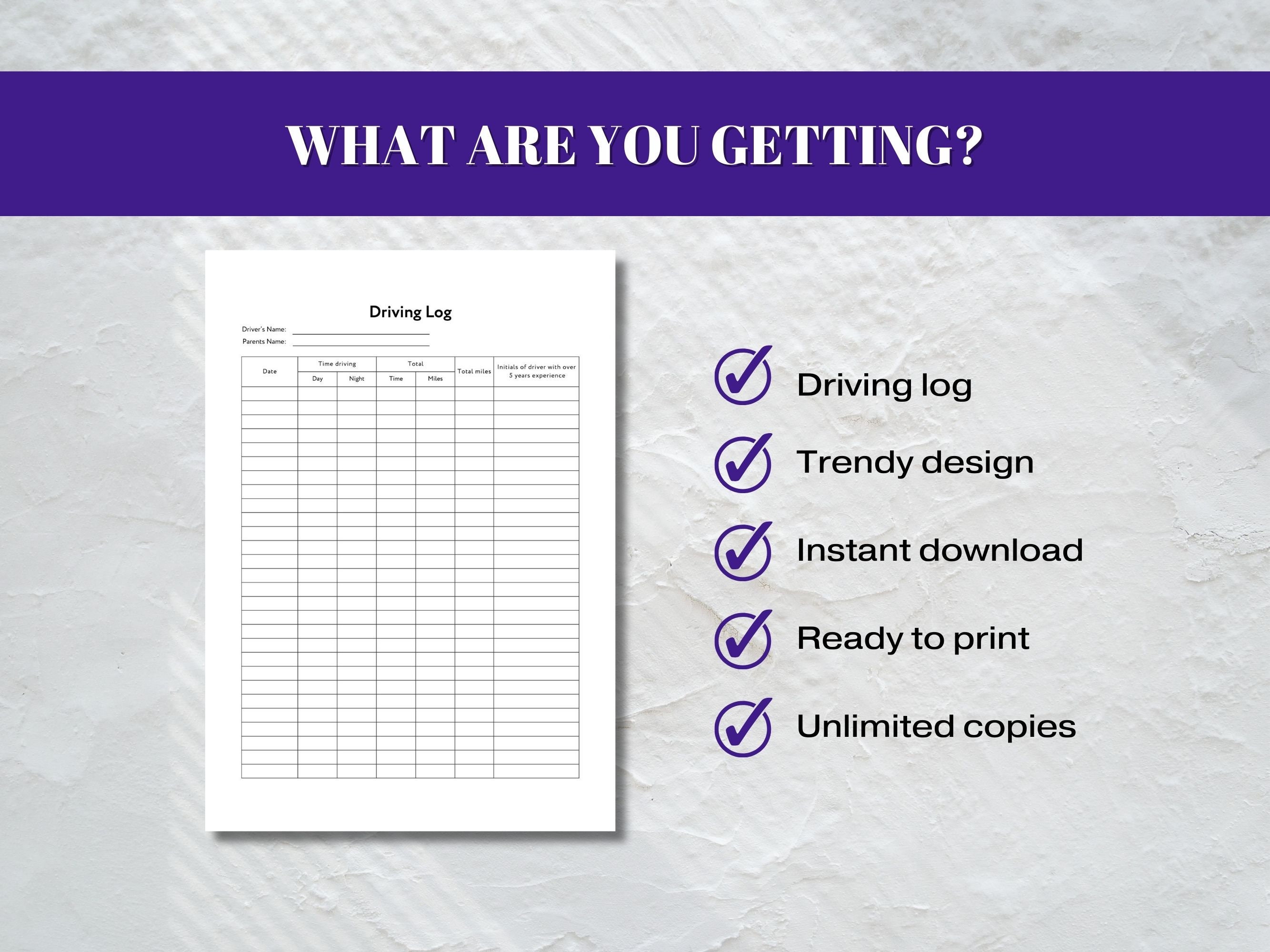 Teenagers Driving Log, Road Trip Journal, Roadway Record, Teenager ...