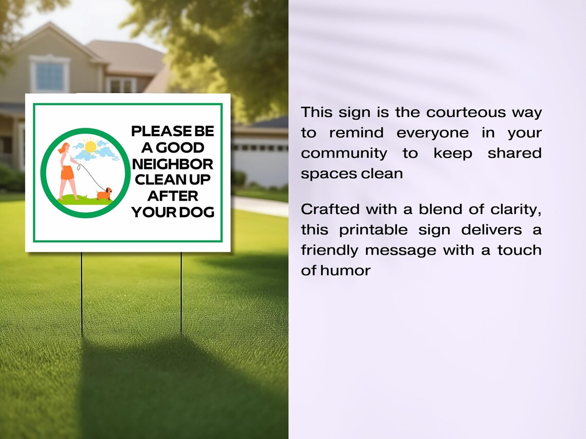 Please Be A Good Neighbor Clean up After Your Dog Sign, Printable Pick ...