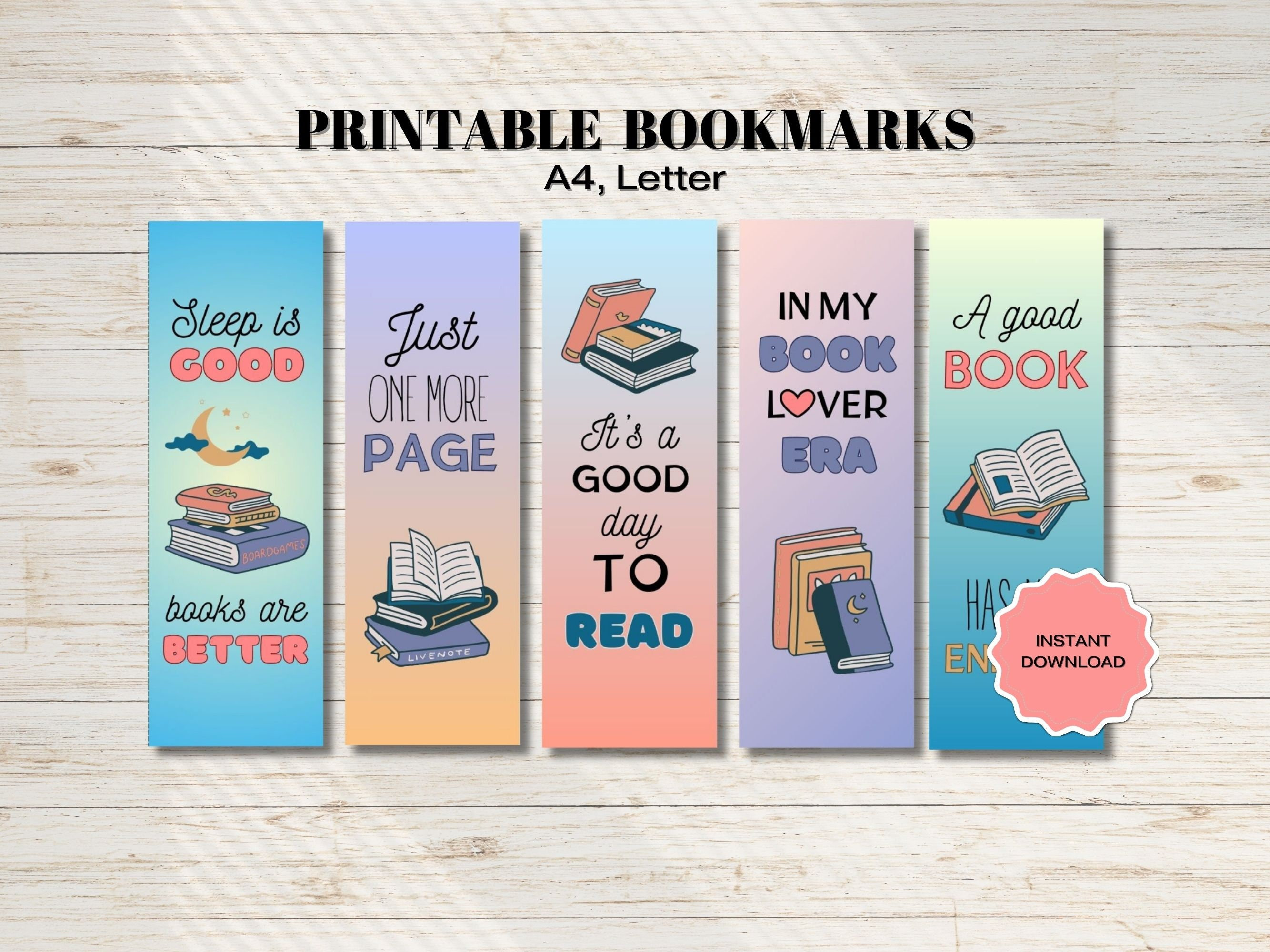 Booklovers Bookmarks Printable PDF, Digital Download, Book Lovers Gift ...