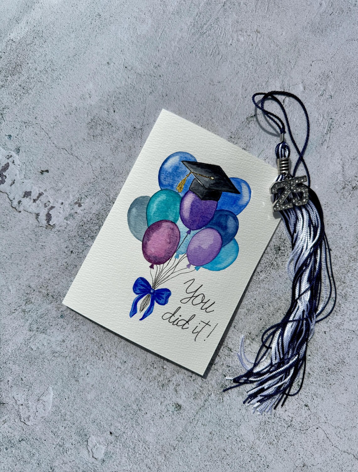 Graduation Card Original Hand-painted Watercolor, Watercolor Cap ...