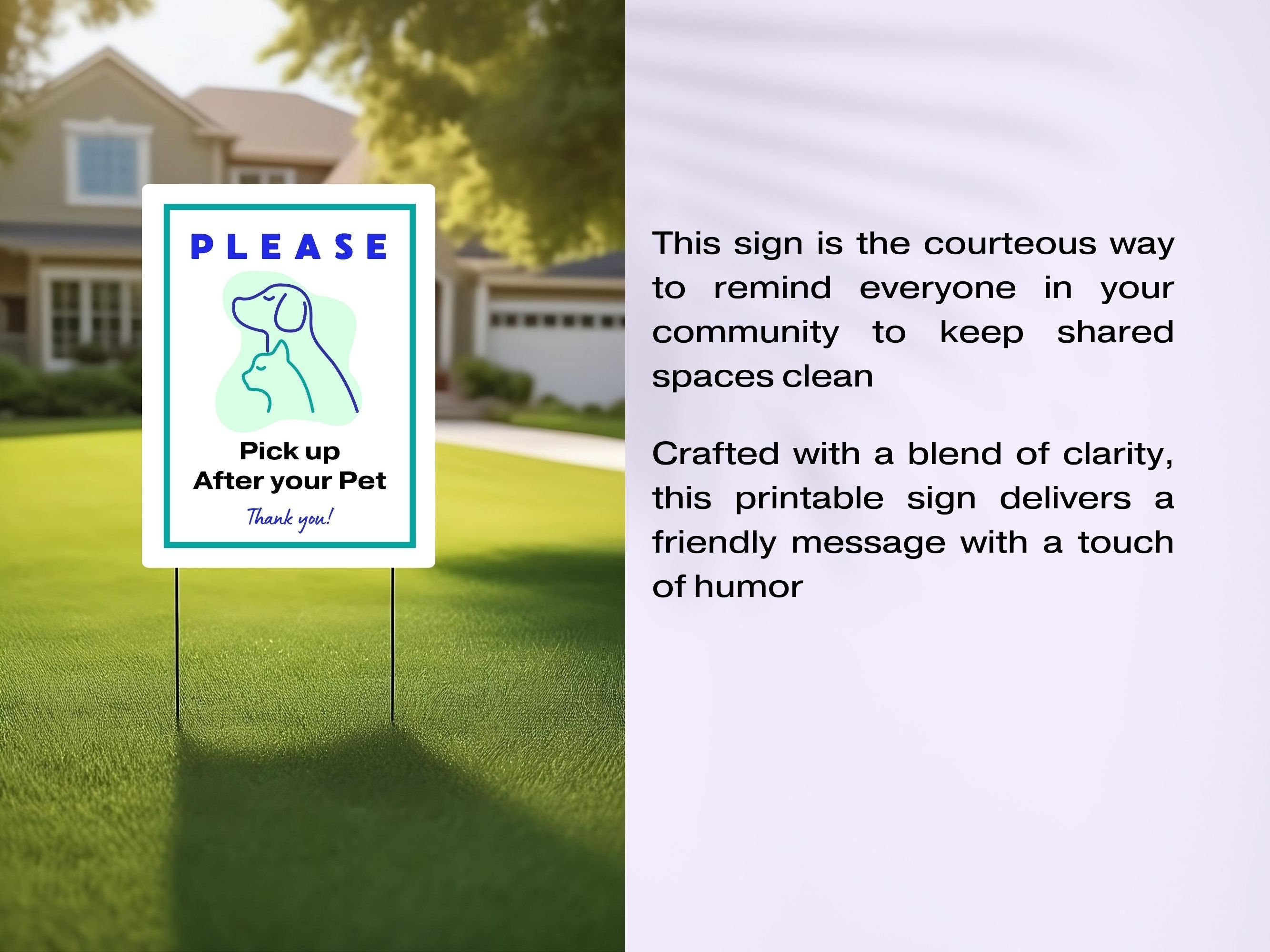Please Pick up After Your Pet Sign, Printable Pick up Poop Sign, Clean ...