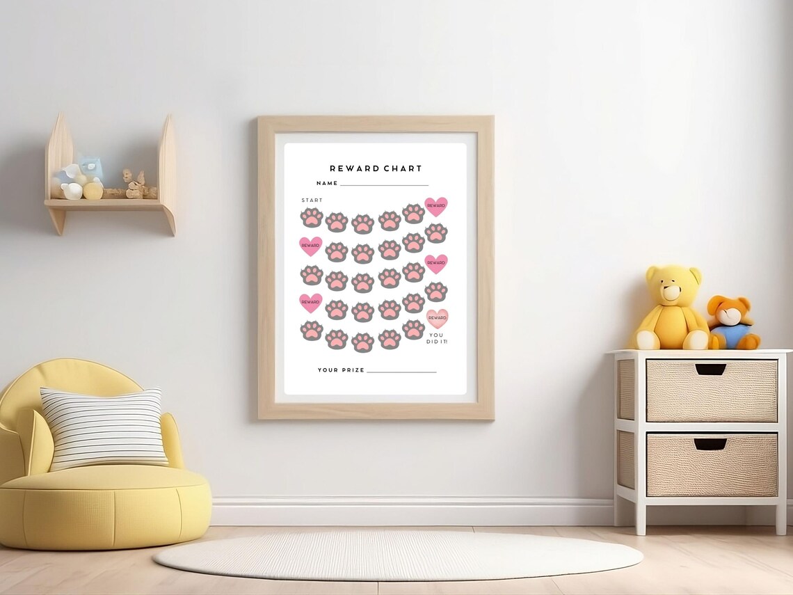 Printable Cat Tracks Reward Chart PDF, Cat Behavior Chart, Daily Chore ...