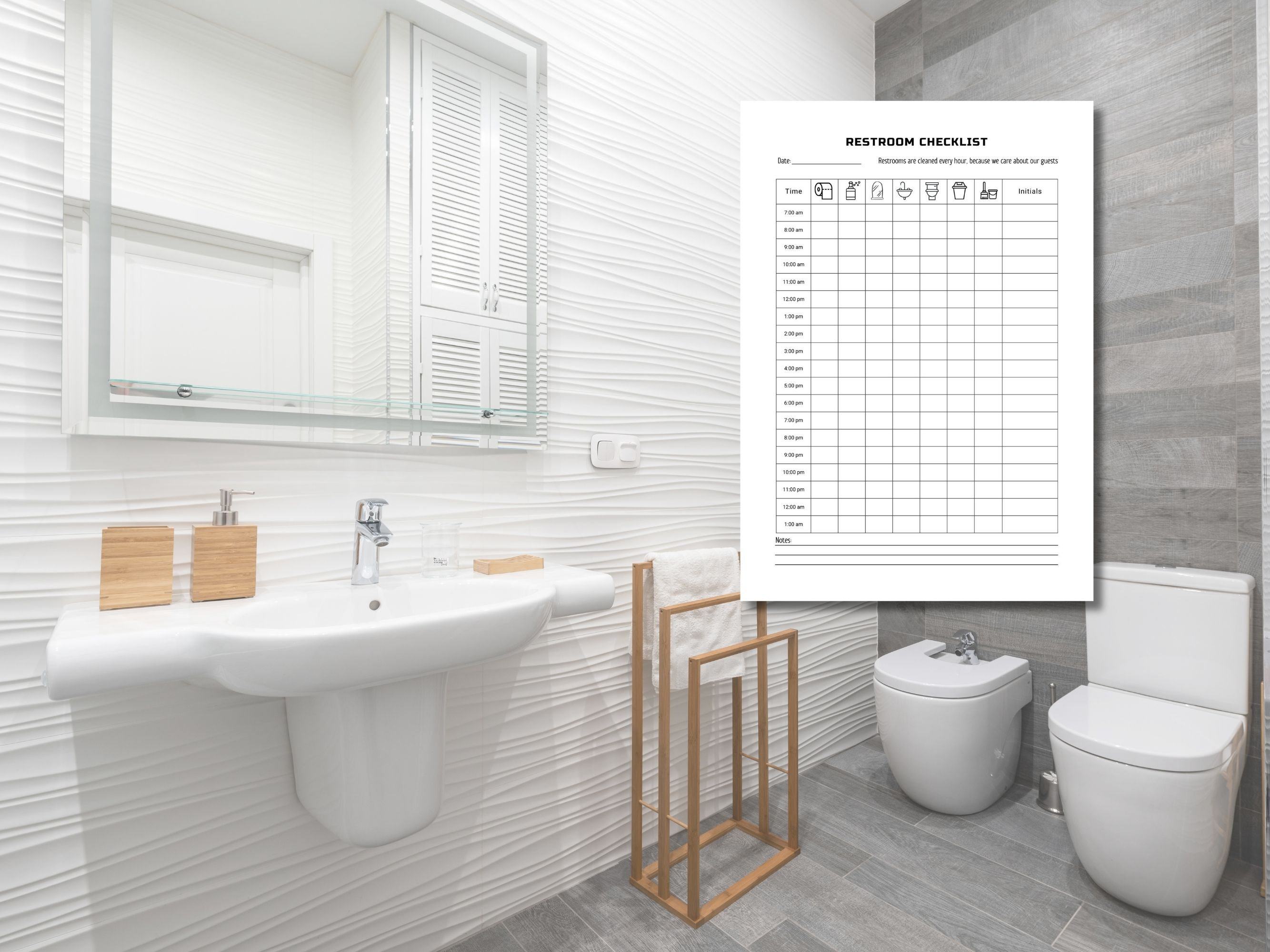 Bathroom Cleaning Chart Printable, Restroom Cleaning Log for Businesses ...