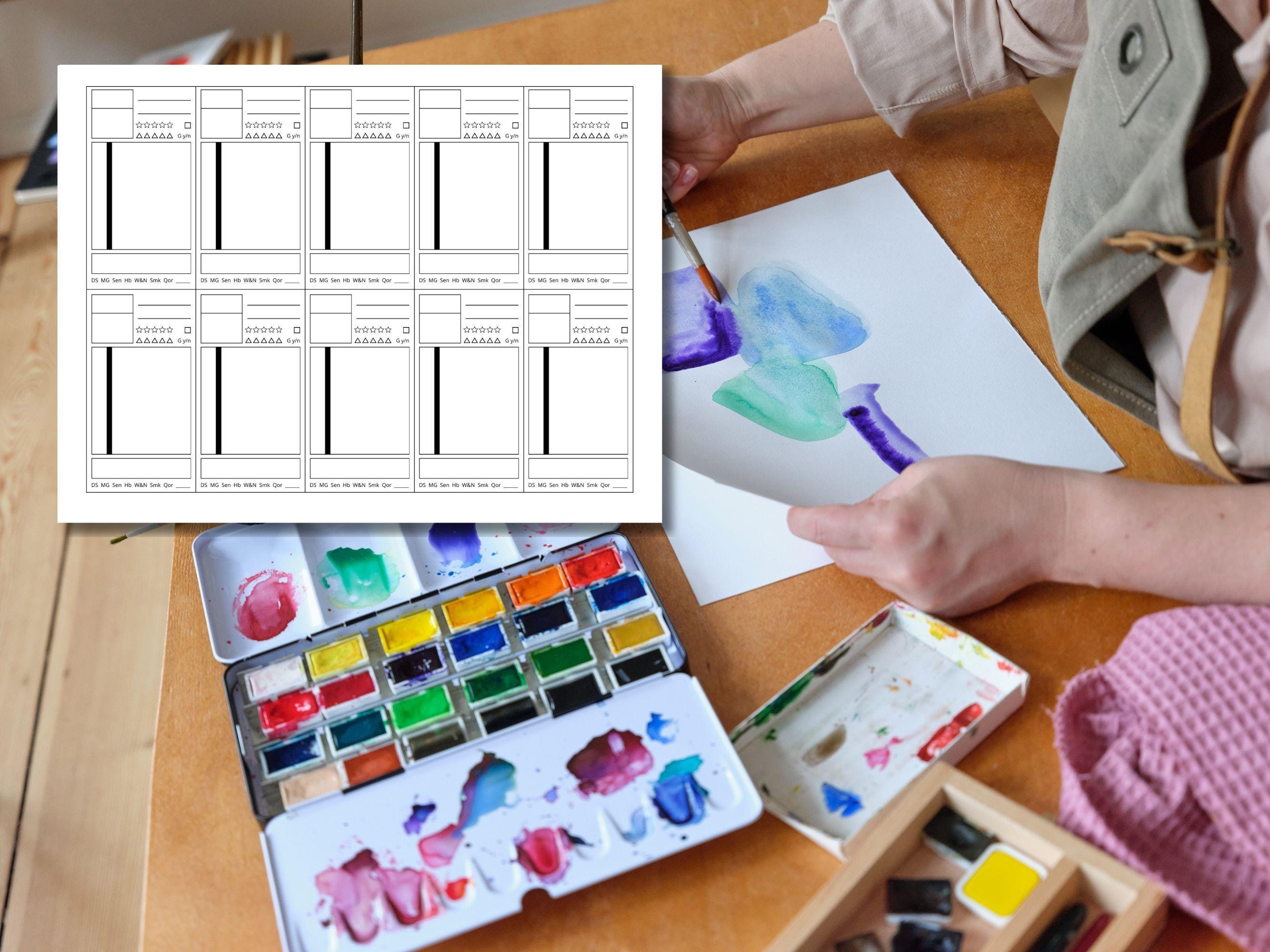 Watercolor Swatch Card Template Printable, Mix Color, Paint Swatch ...