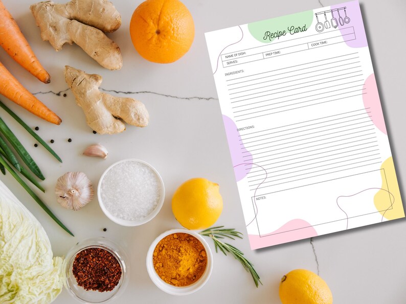 Modern Recipe Card, Digital Recipe Template, Printable Recipe Template ...