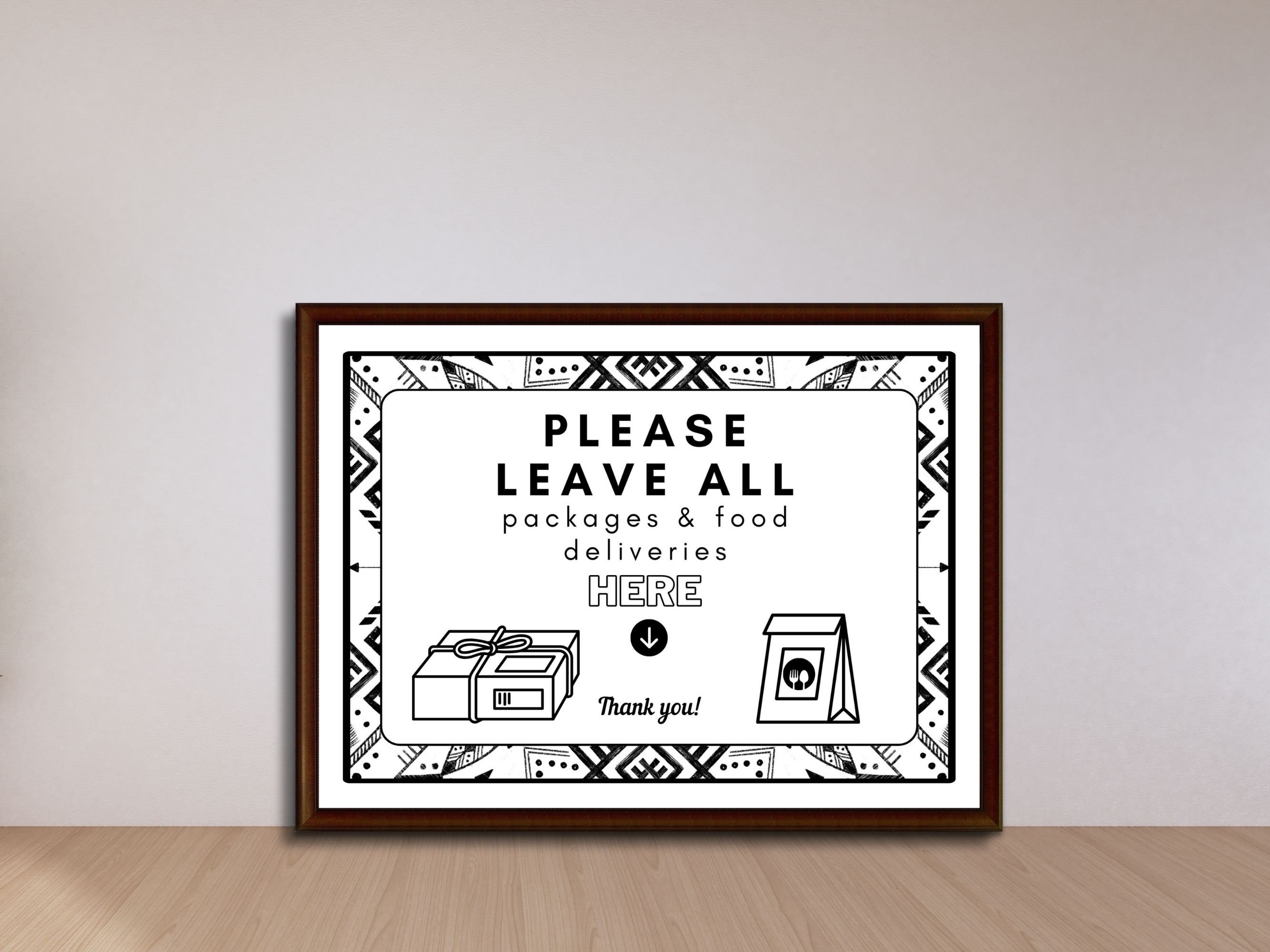 Please Leave Packages and Food Deliveries Here Printable Sign, Package ...