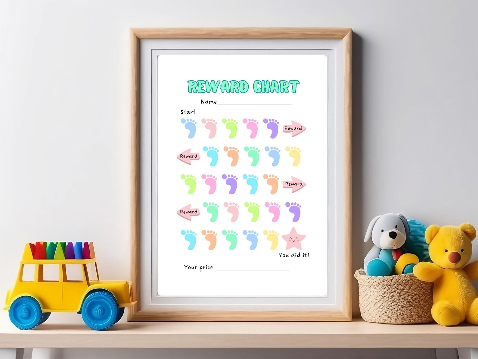 Footprints Reward Chart PDF, Printable Behavior Chart, Colorfull Chore ...