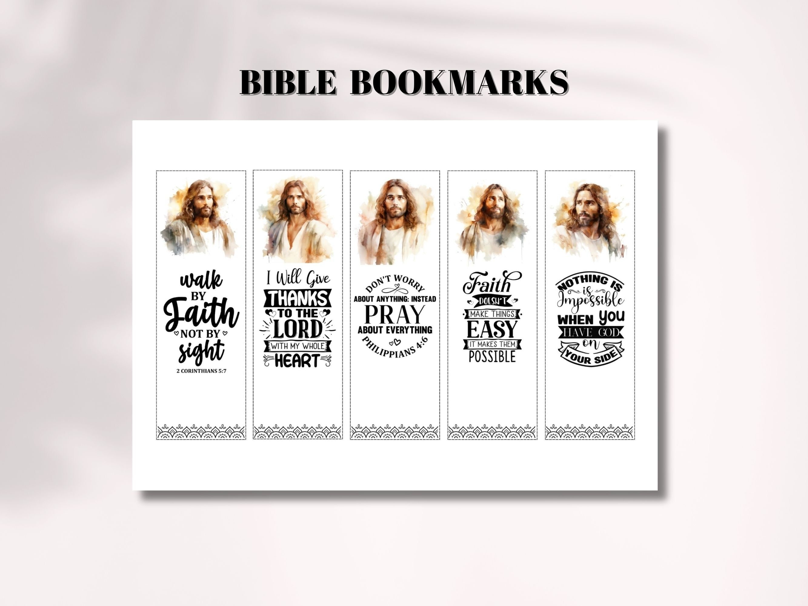 Printable Christian Bookmarks, Watercolor Jesus Christ Portrait ...