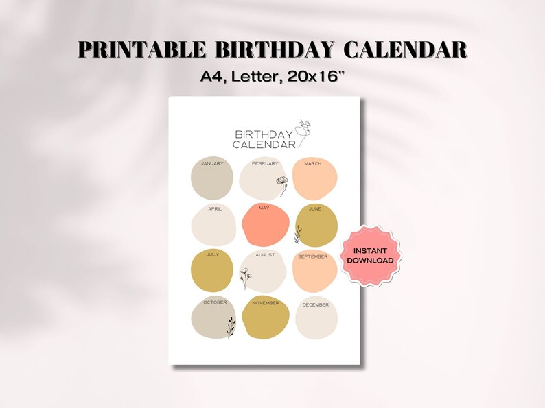 Birthday Planner Printable, Birthday Monthly Tracker Print, Birthday ...