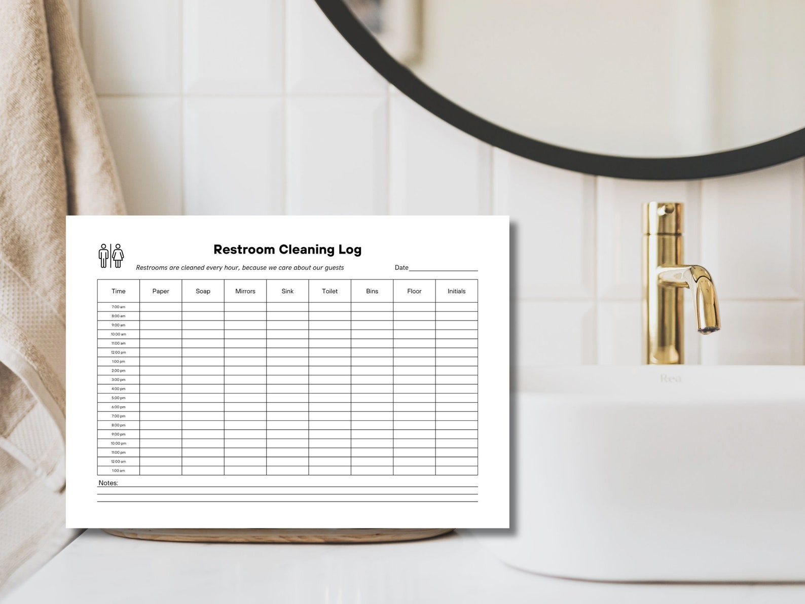Cleaning Log Printable PDF, Restroom Cleaning Check List, Digital ...