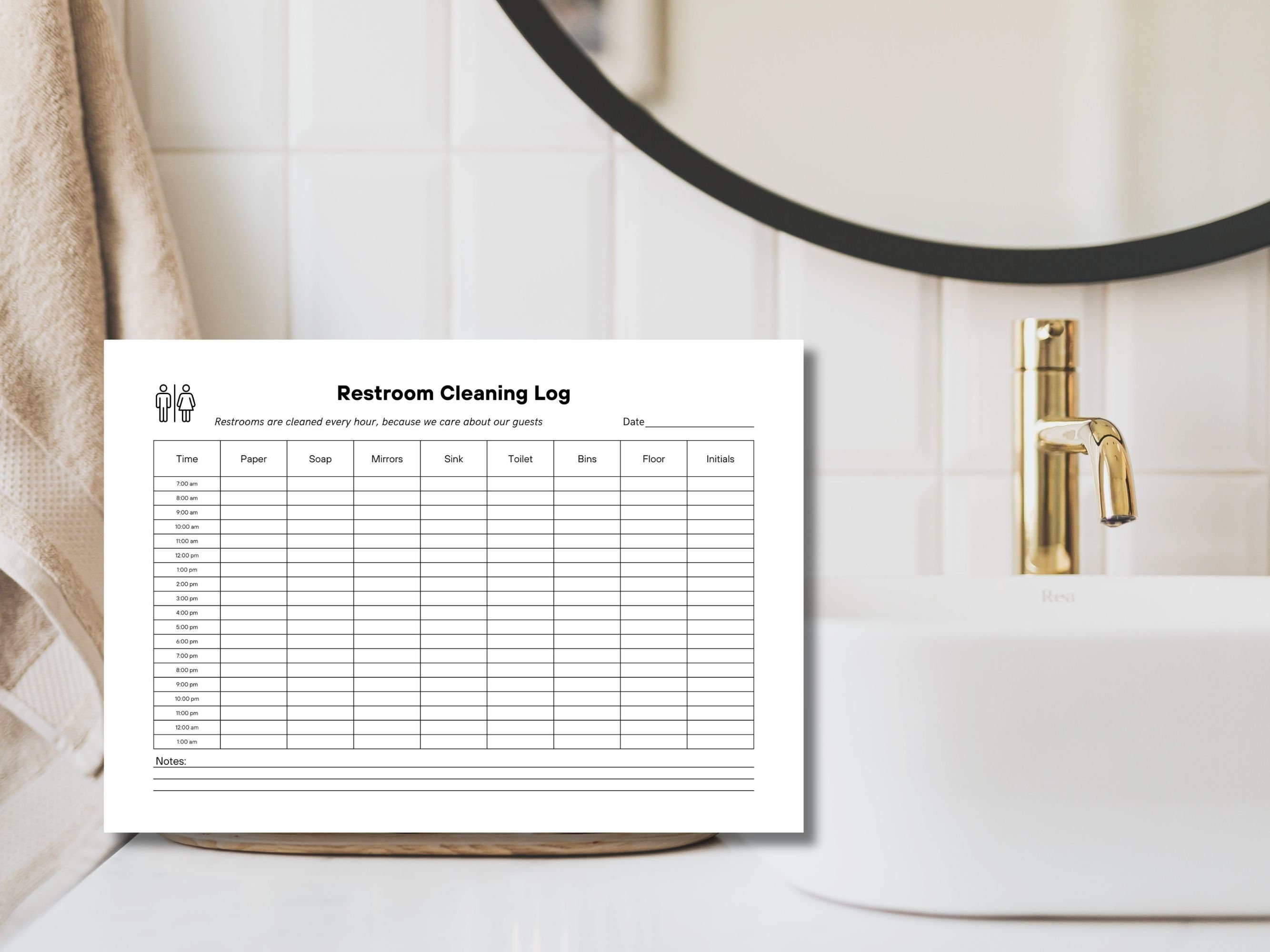 Cleaning Log Printable PDF, Restroom Cleaning Check List, Digital ...