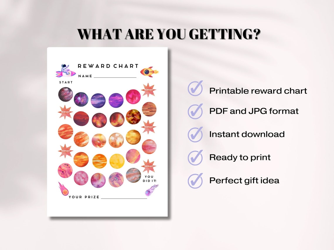 Printable Outer Space Reward Chart, Astronaut Behavior Chart, Daily ...