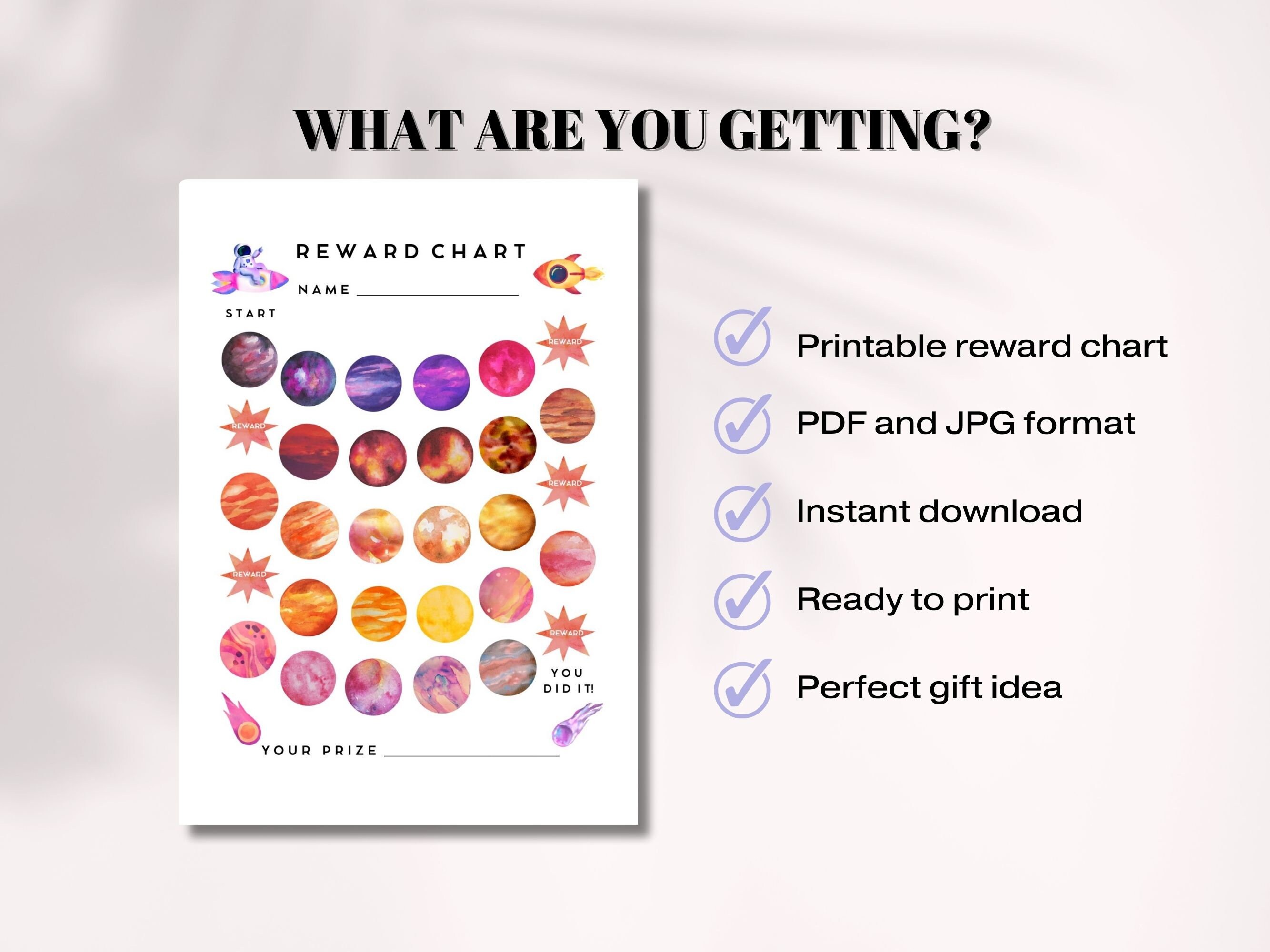 Printable Outer Space Reward Chart, Astronaut Behavior Chart, Daily ...