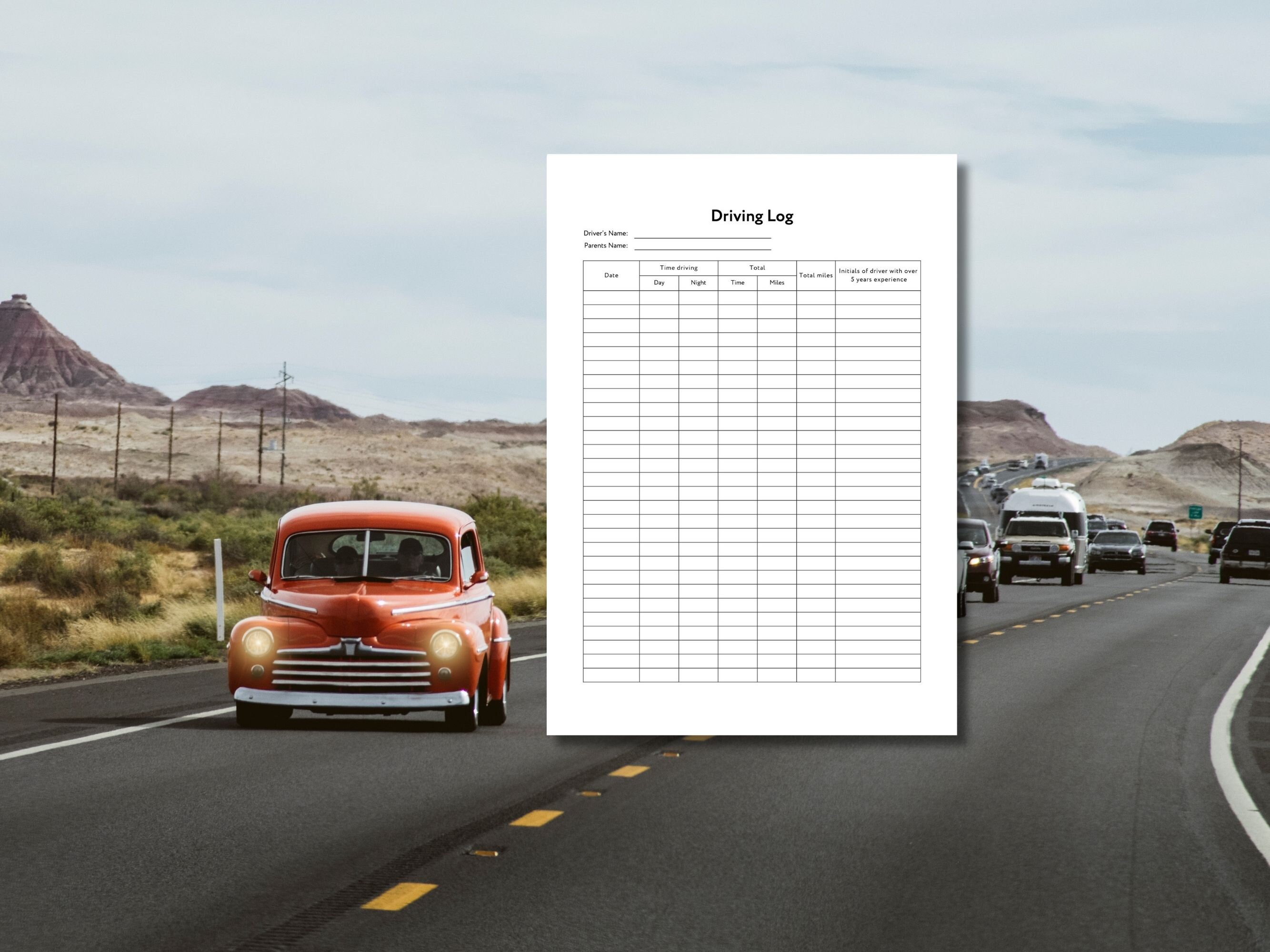 Teenagers Driving Log, Road Trip Journal, Roadway Record, Teenager ...