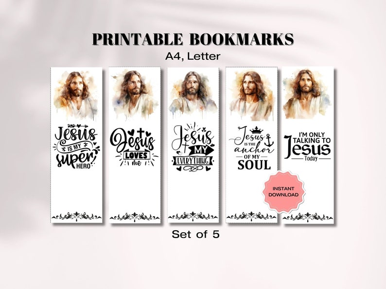 Jesus Portrait Bookmarks, Printable Bible Bookmarks Download, Jesus ...