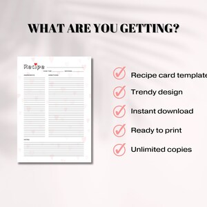 Printable Recipe Card, Recipe Sheet Cook With Love, Valentine Day ...