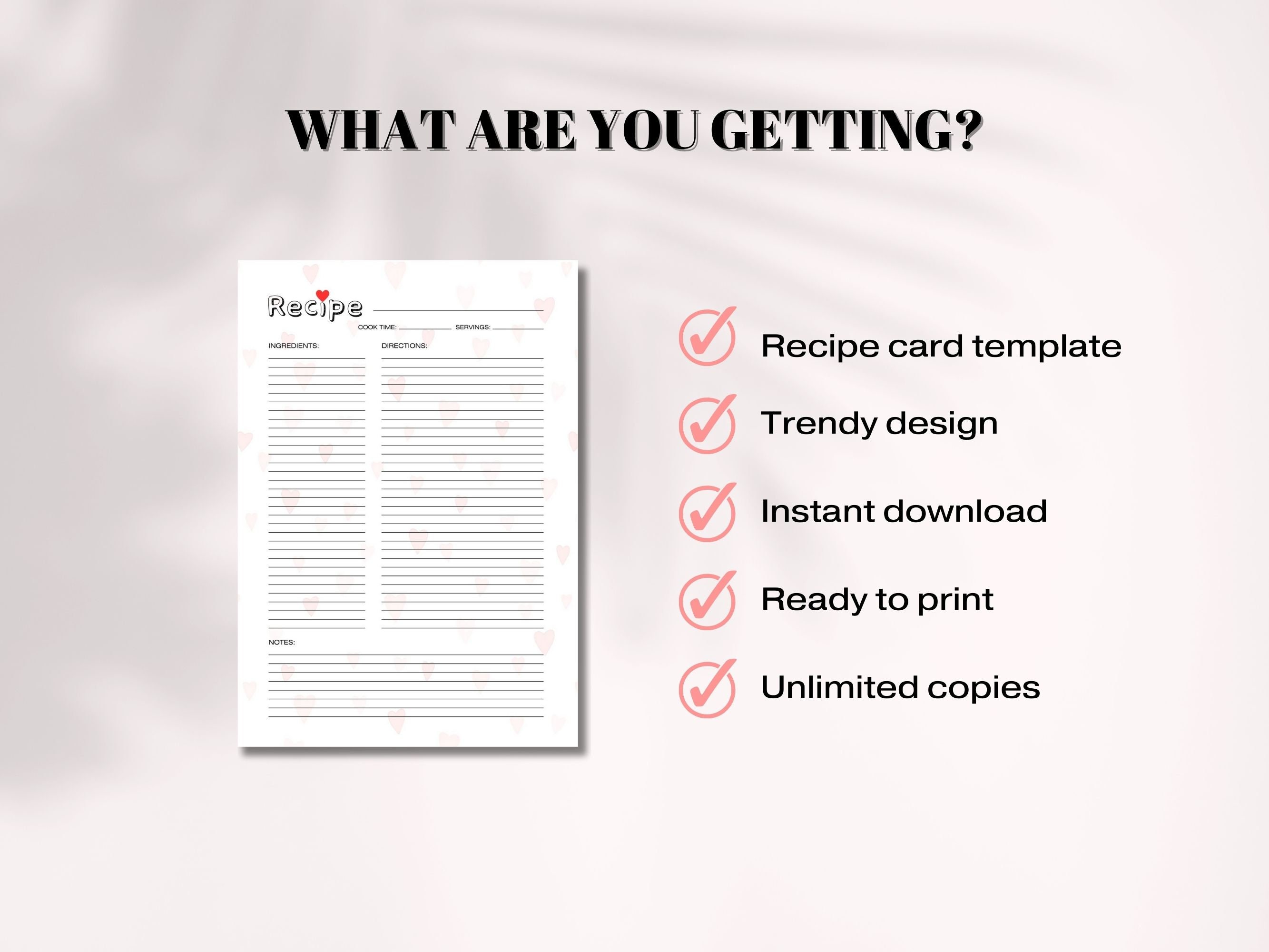 Printable Recipe Card, Recipe Sheet Cook With Love, Valentine Day ...