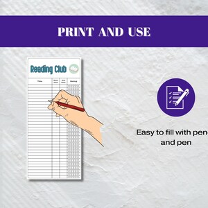 Printable Reading Club Bookmark, Library Card Bookmark PDF, Digital ...