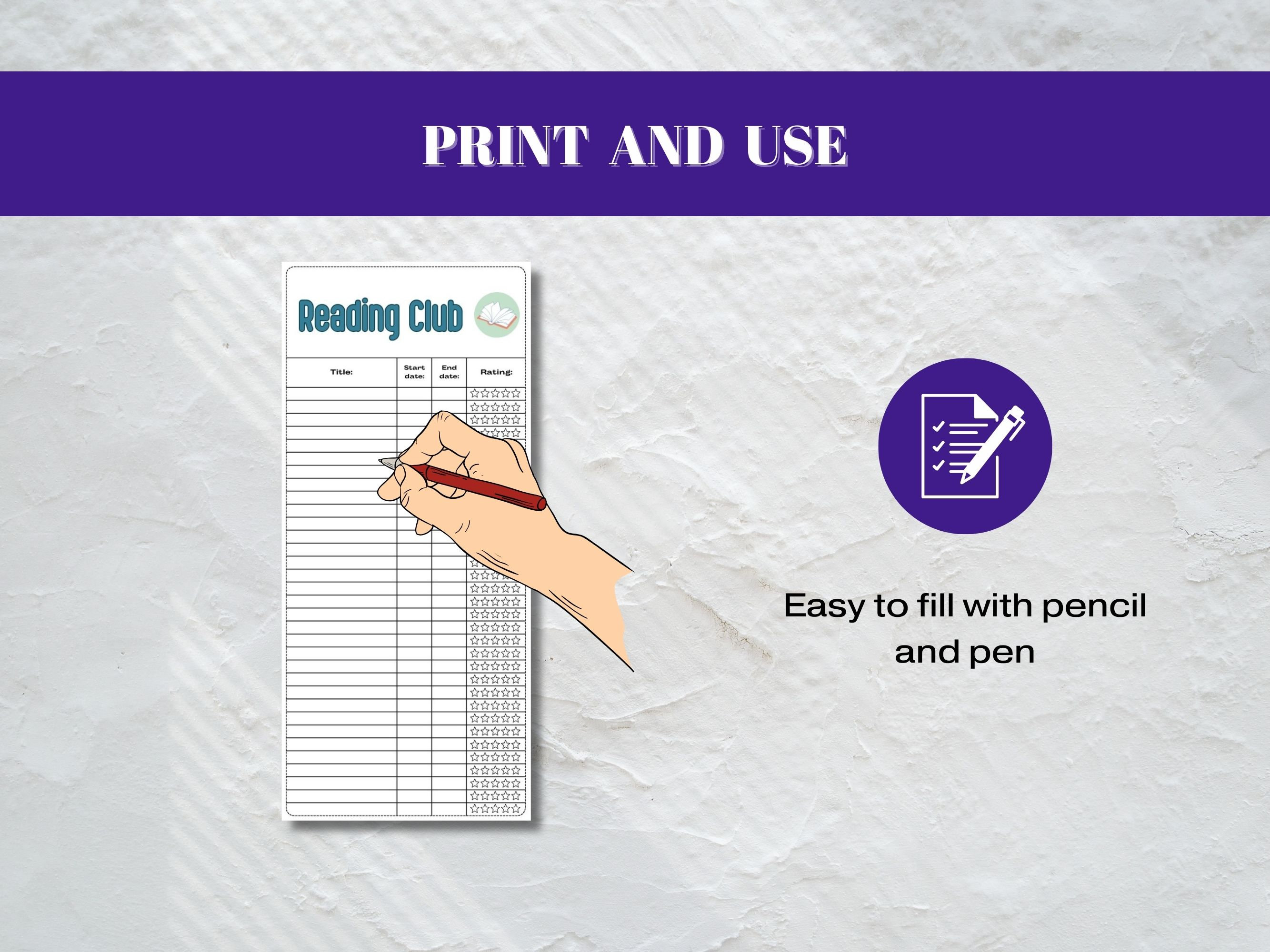 Printable Reading Club Bookmark, Library Card Bookmark PDF, Digital ...