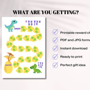 Dinosaur Reward Chart, Sticker Chart PDF, Toddler, Preschool Kids ...