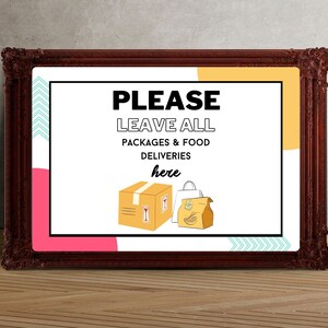 Printable Package Area Sign, Please Leave Packages and Food Deliveries ...