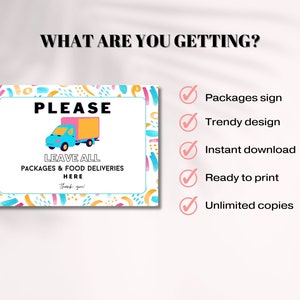 Colorful Delivery Sign, Please Leave Packages and Food Deliveries Here ...