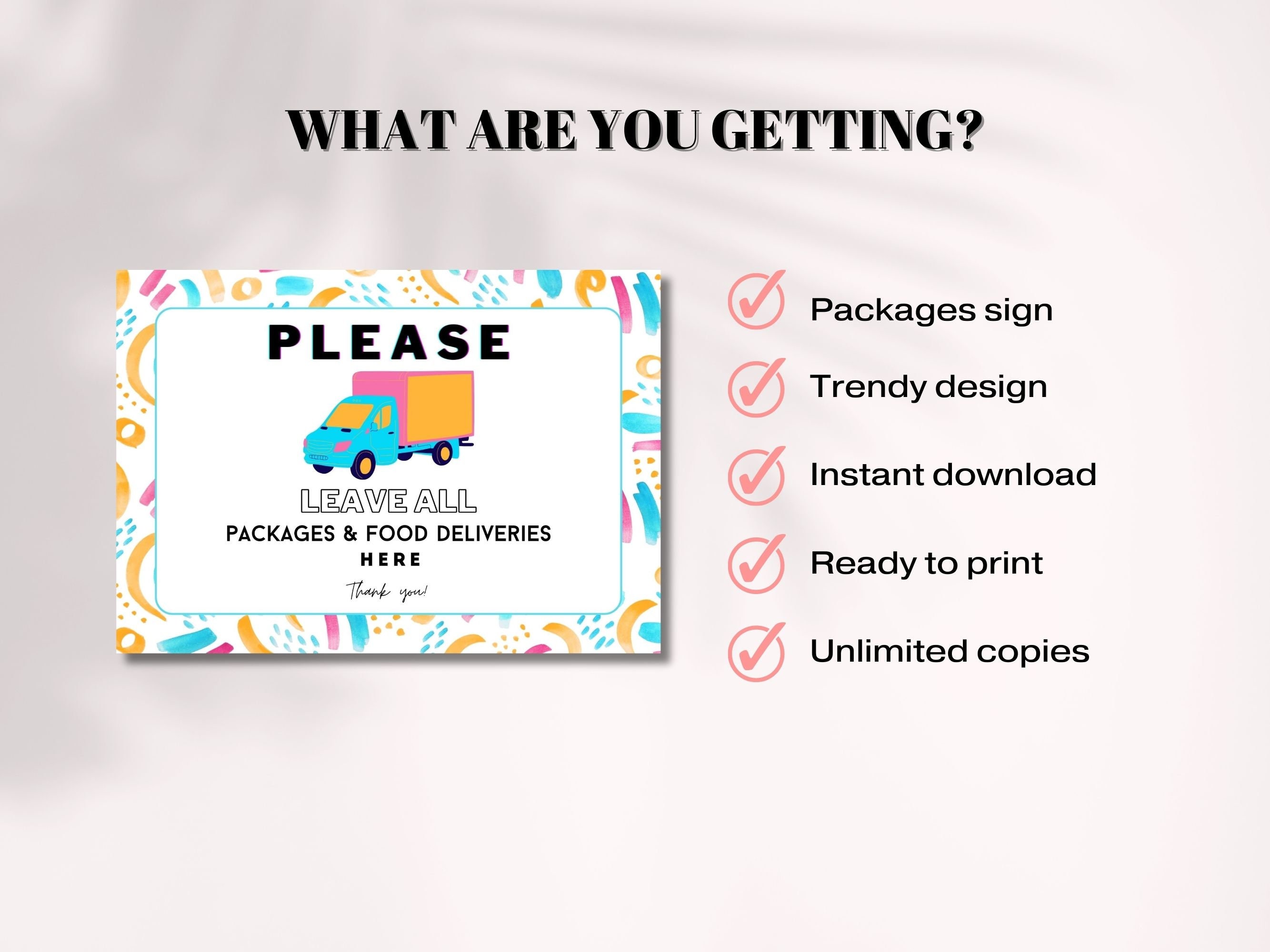 Colorful Delivery Sign, Please Leave Packages and Food Deliveries Here ...