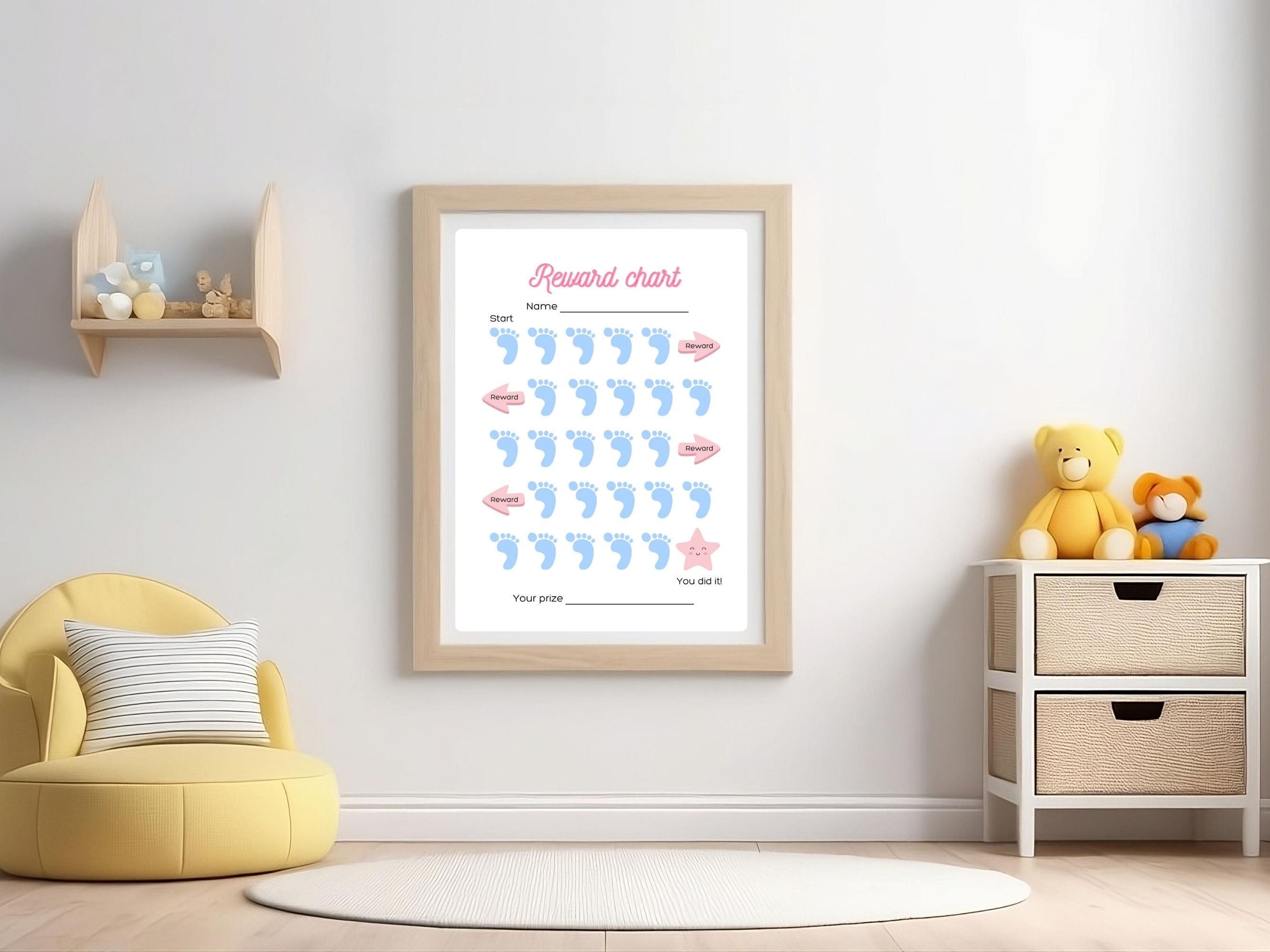 Printable Footprints Reward Chart, Behavior Chart, Daily Chore Chart ...