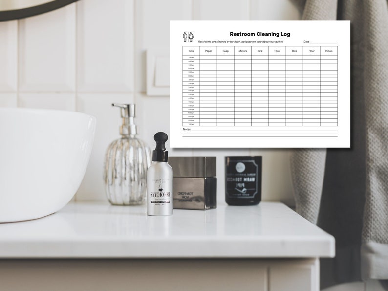 Cleaning Log Printable PDF, Restroom Cleaning Check List, Digital ...