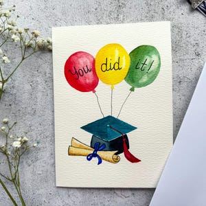 Graduation Card Original Hand-painted Watercolor, Watercolor Cap ...