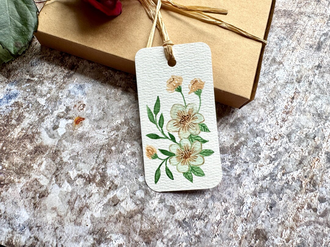 Floral Vintage Gift Tag, Original Hand Painted Watercolor Gift Tags Set ...