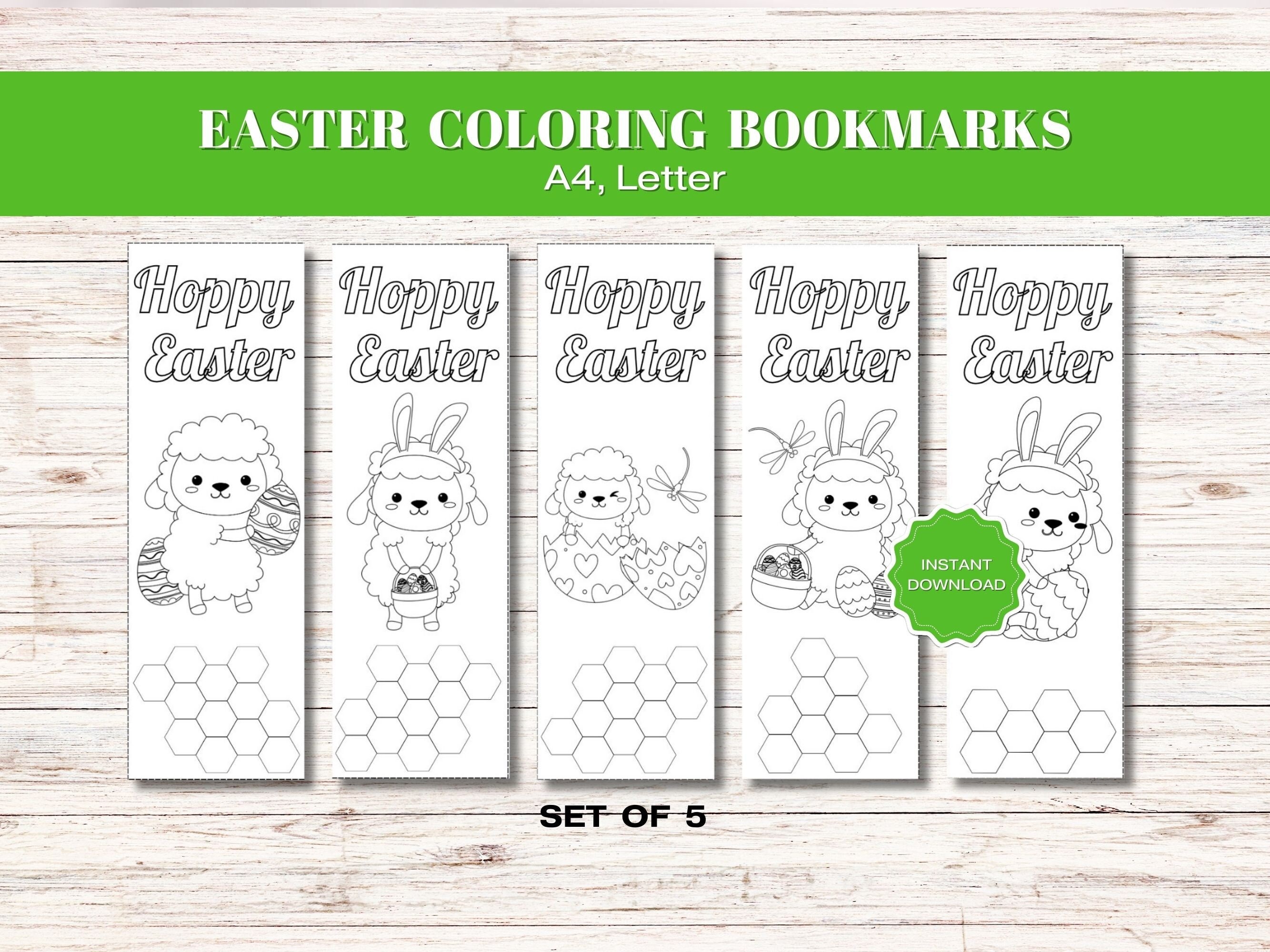 Easter Lamb Children Coloring Bookmark, Printable Easter Coloring ...