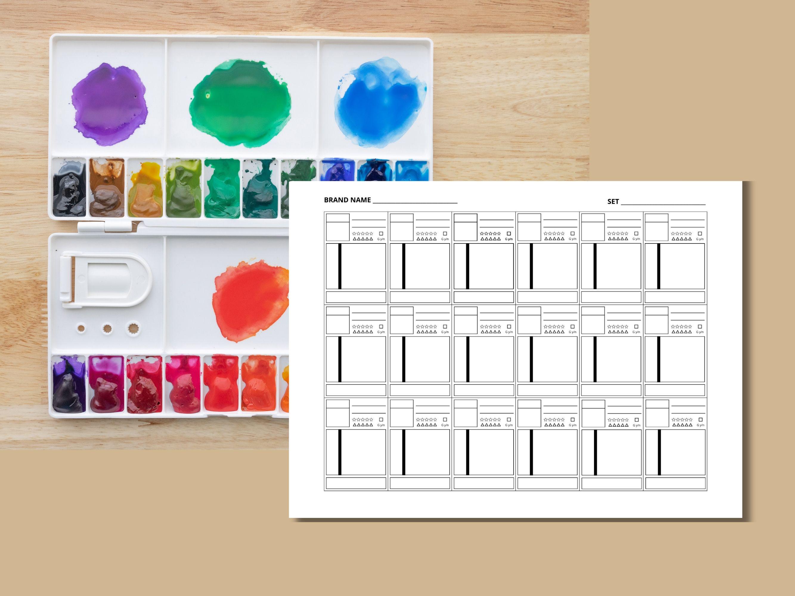 Paint Swatch Cards Template Printable, Mix Color, Watercolor Swatch ...