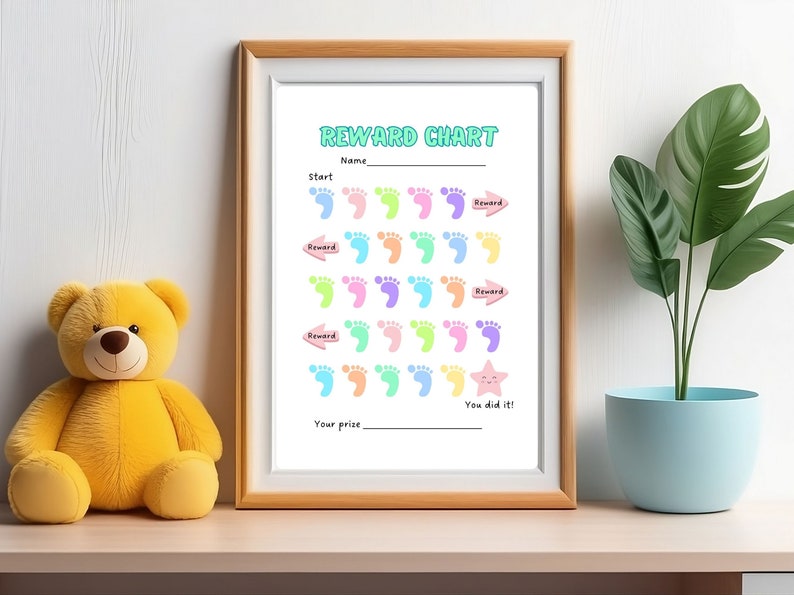 Footprints Reward Chart PDF, Printable Behavior Chart, Colorfull Chore ...