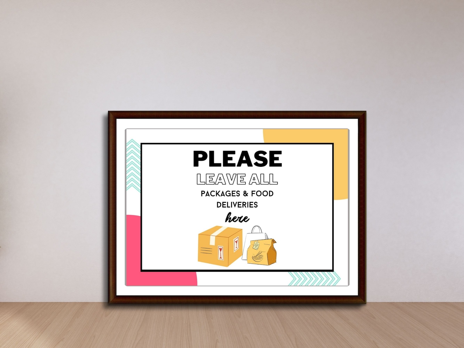 Printable Package Area Sign, Please Leave Packages and Food Deliveries ...